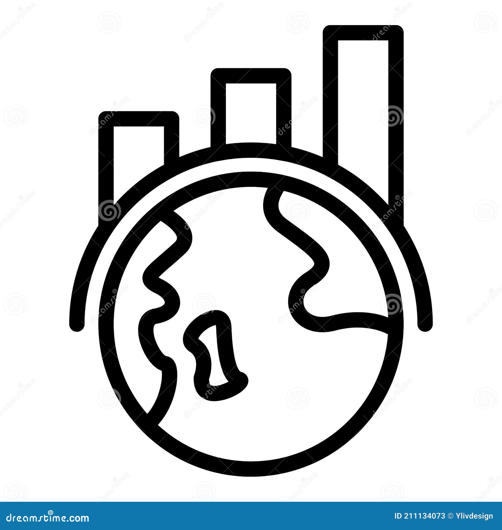 Global Market Icon, Outline Style Stock Vector - Illustration of list ...