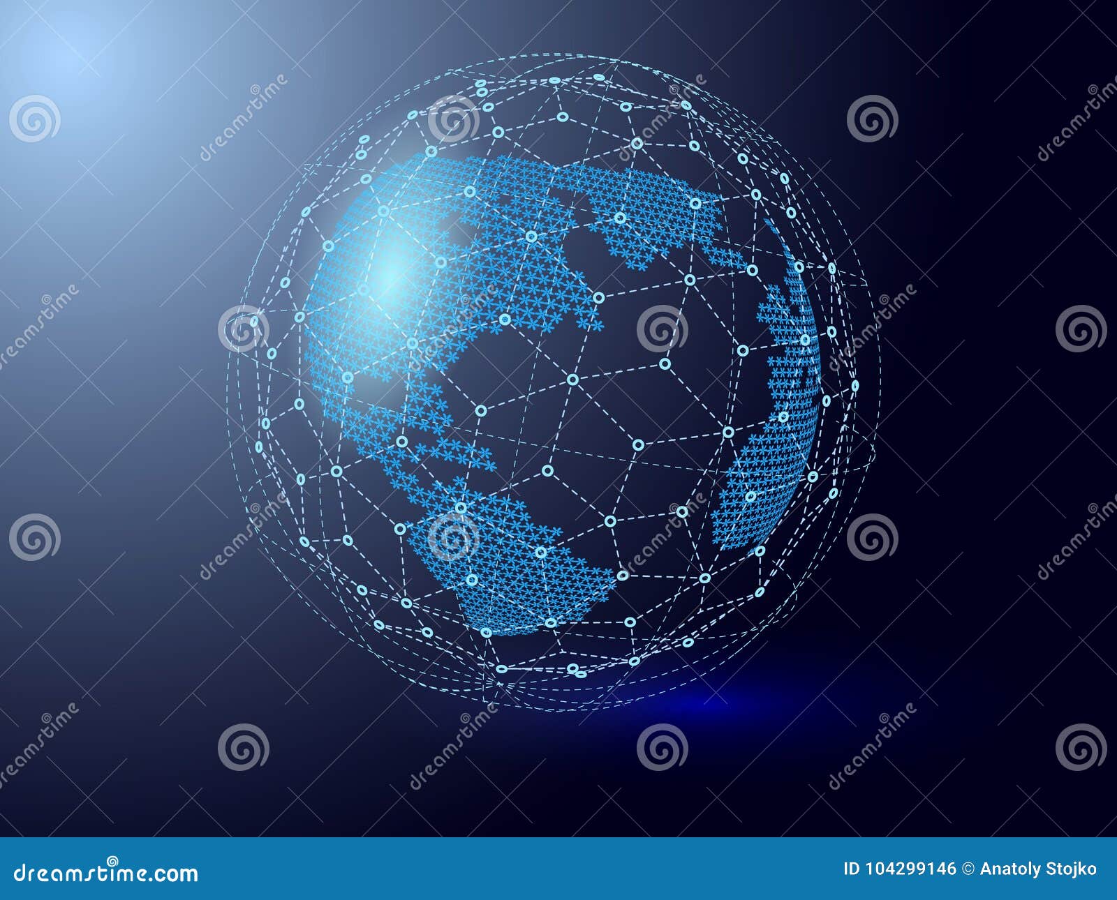 World Map Mesh With Continents Outline Made Of Lines, Dots, Stars ...
