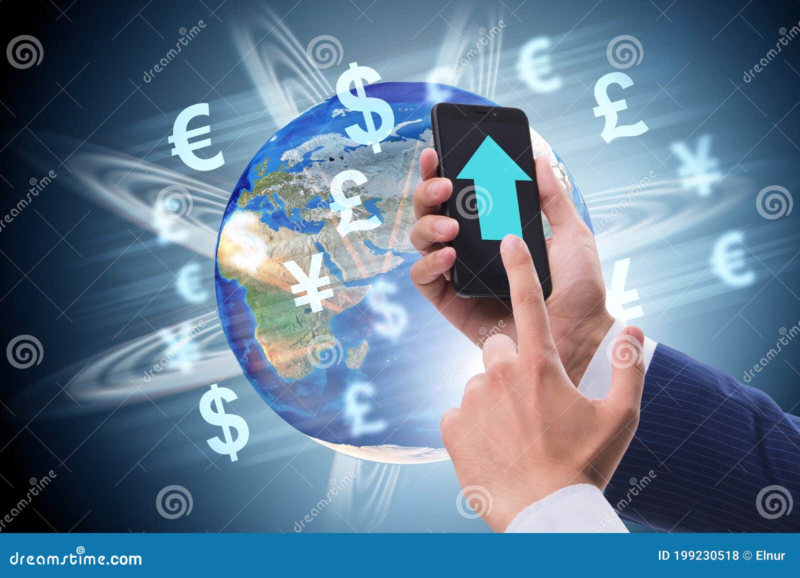 Global Money Transfer and Exchange Concept with Businessman Stock Photo ...