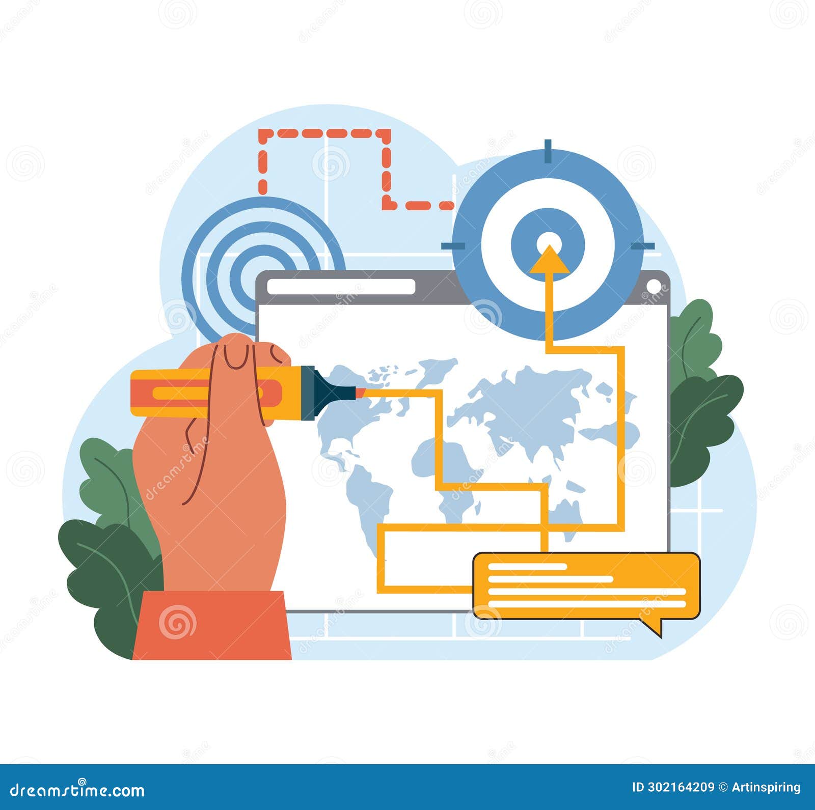 Global Navigation Mastery. Flat Vector Illustration Stock Vector ...