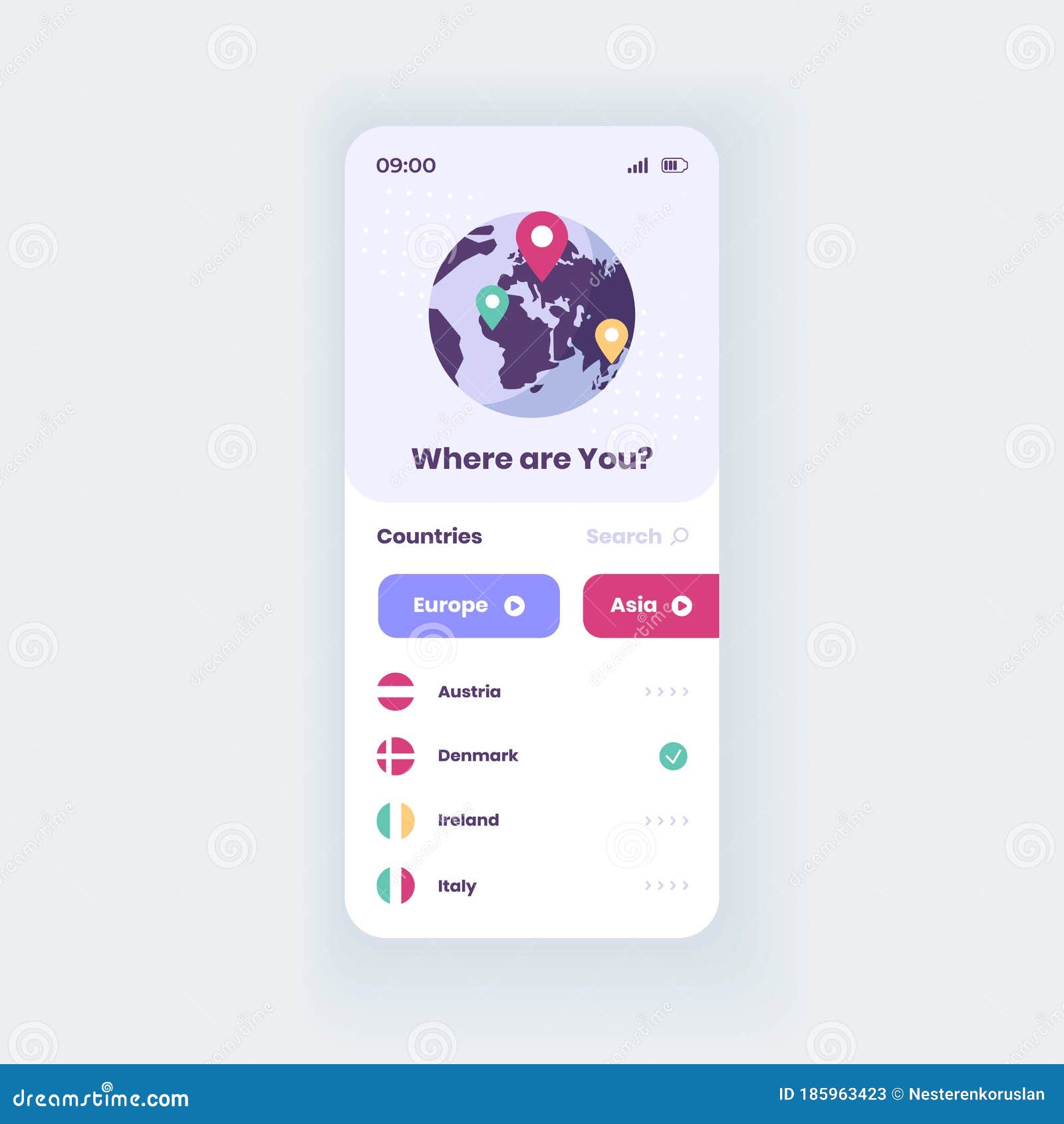 Global Navigation Smartphone Interface Vector Template Stock Vector - Illustration of route ...