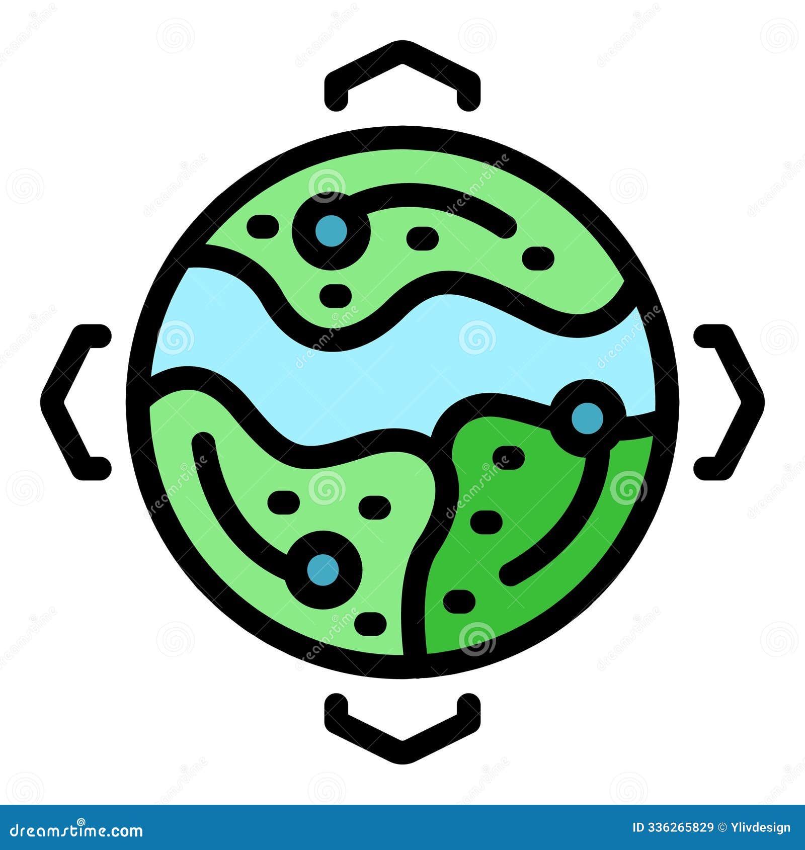 Global Navigation System Showing Earth with Arrows for Direction ...