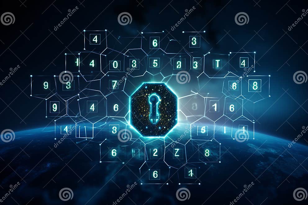 Global Net Security and Blockchain Network Concept with Digital Blue ...