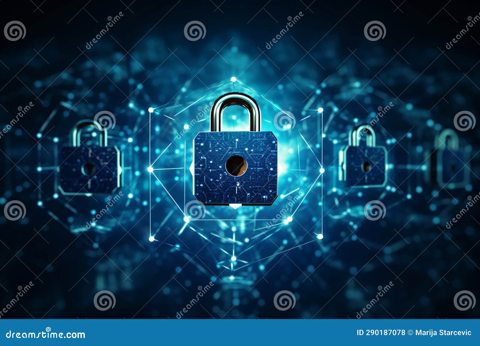 Global Net Security and Blockchain Network Concept with Digital Blue ...