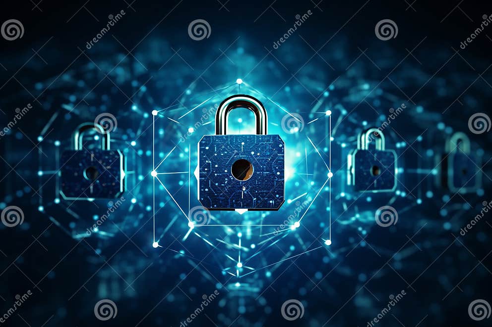 Global Net Security and Blockchain Network Concept with Digital Blue ...