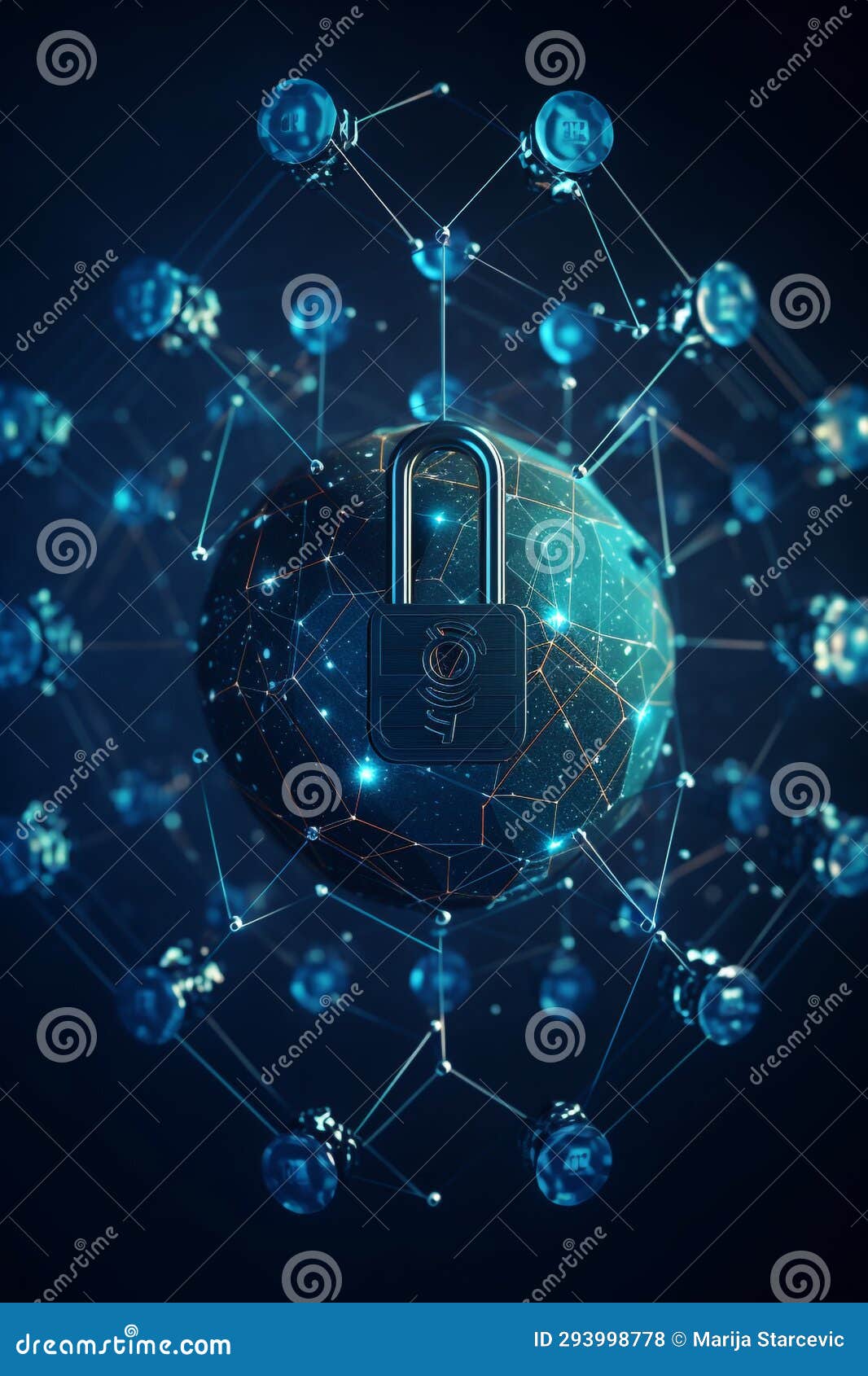 Global Net Security and Blockchain Network Concept with Digital Blue ...