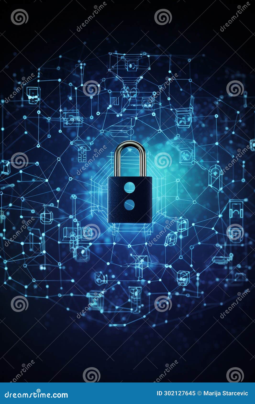 Global Net Security and Blockchain Network Concept with Digital Blue ...