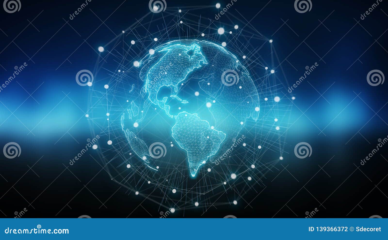 Global Network Blue Background 3D Rendering Stock Illustration ...