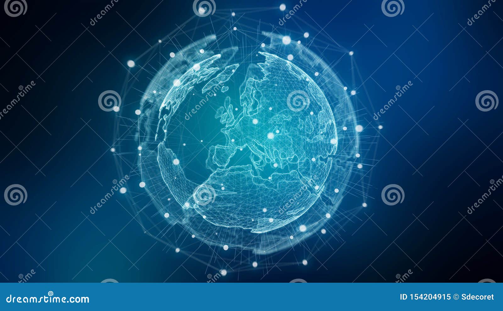 Global Network Blue Background 3D Rendering Stock Illustration ...