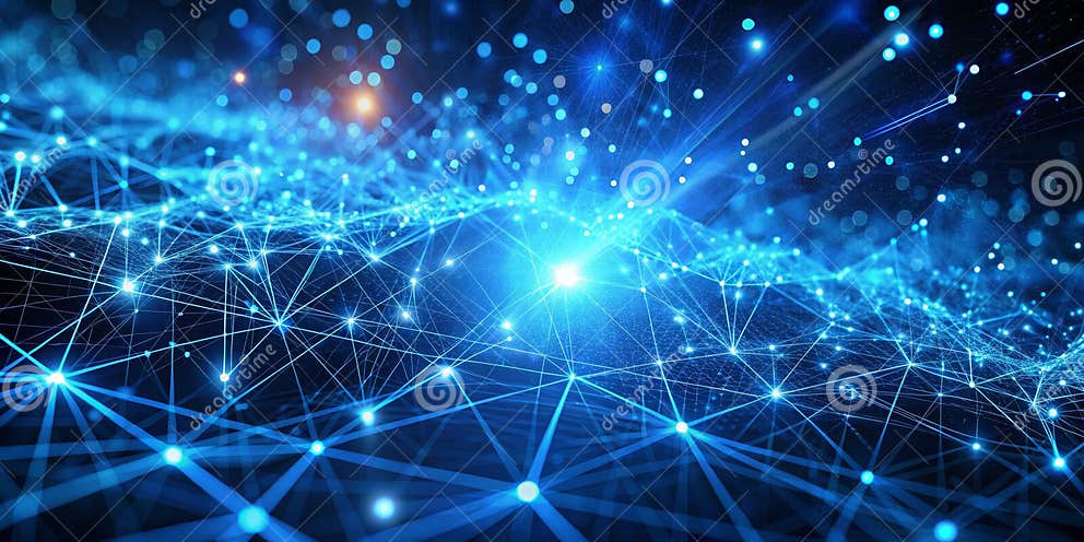 Global Network Blue Nodes, Glowing Lines, Digital Connectivity Stock ...