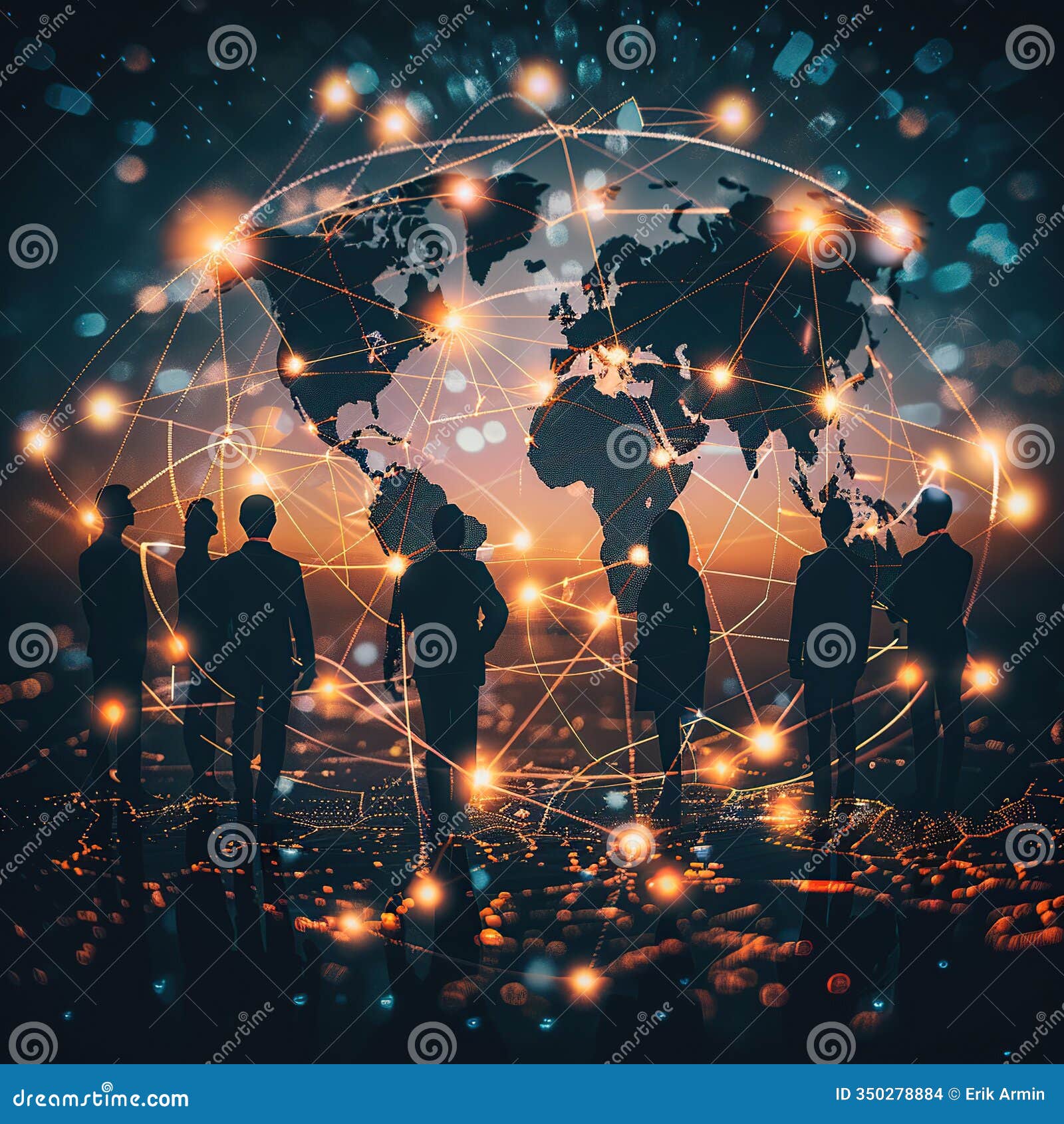Global Network, Business People, Connection, World Map Stock ...