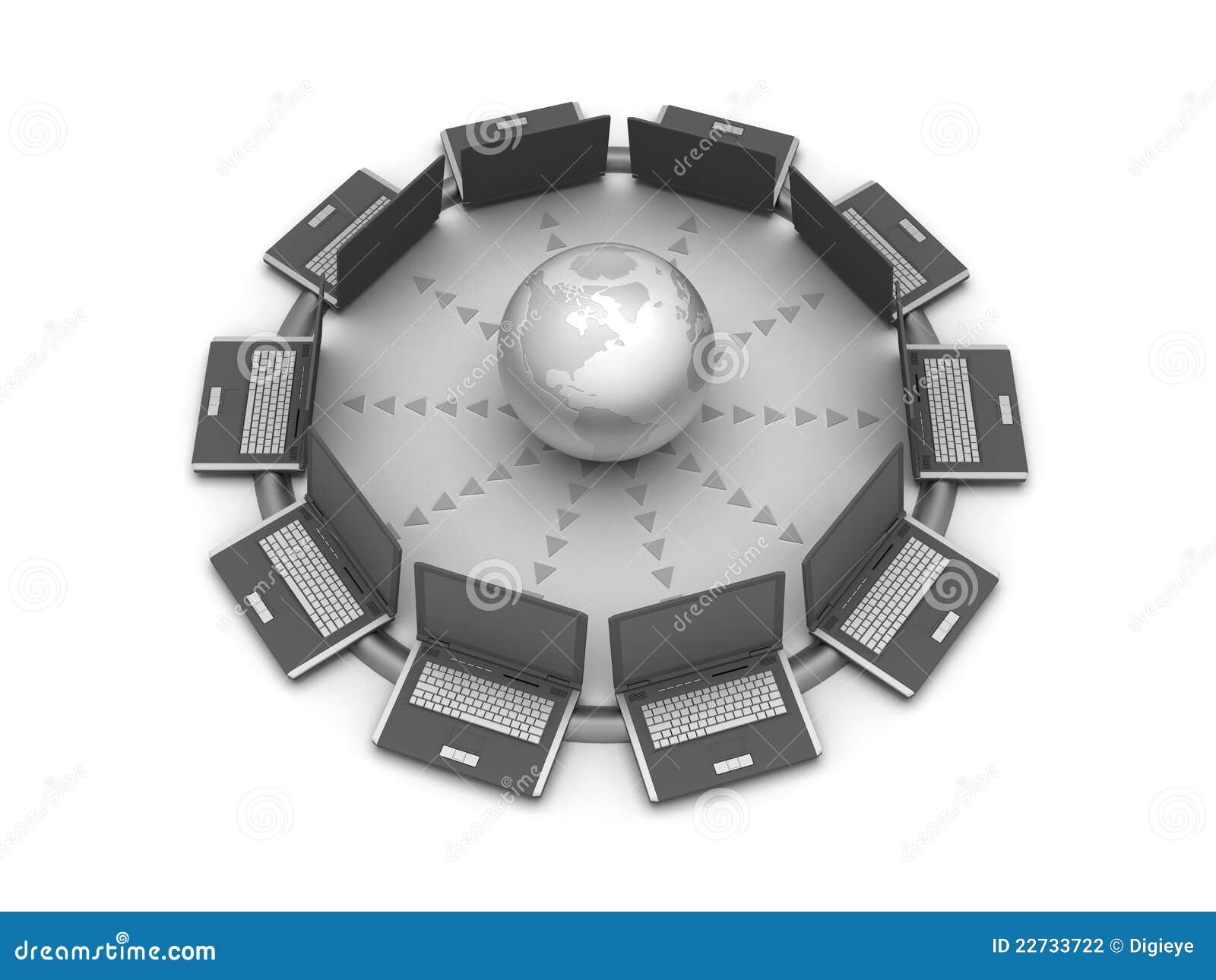 Global Network - Computers and Globe Stock Illustration - Illustration ...