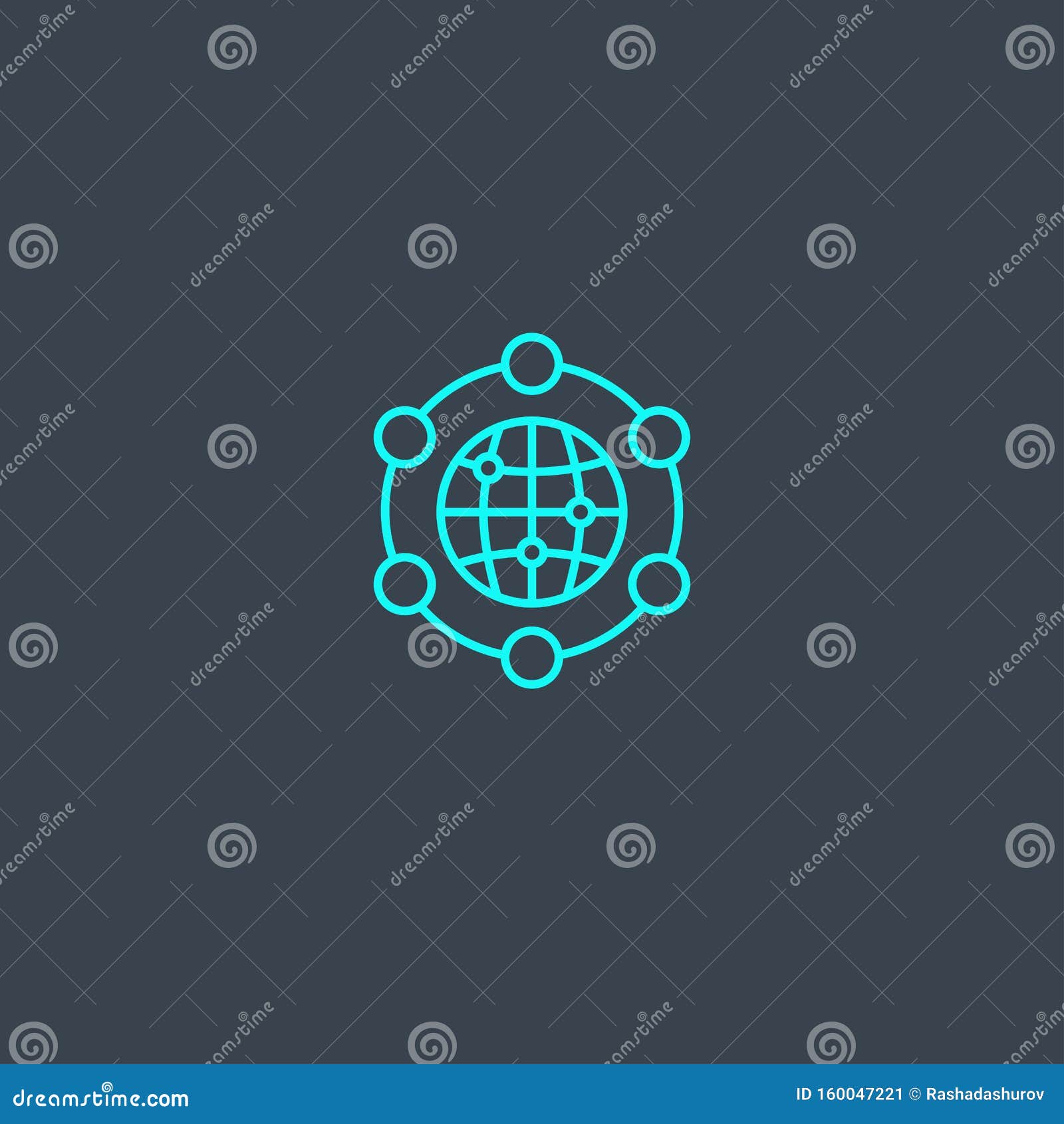 Global Network Concept Blue Line Icon Stock Vector - Illustration of ...