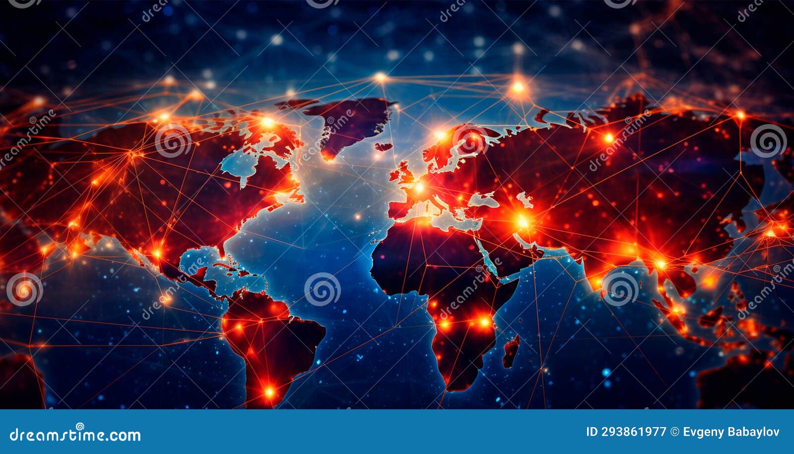 Global Network Concept. Digital Point of the World Map. Global Network ...