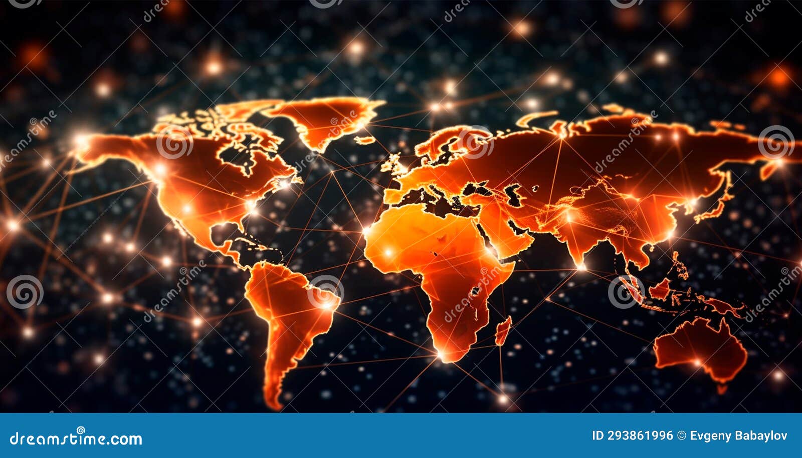 Global Network Concept. Digital Point of the World Map. Global Network ...