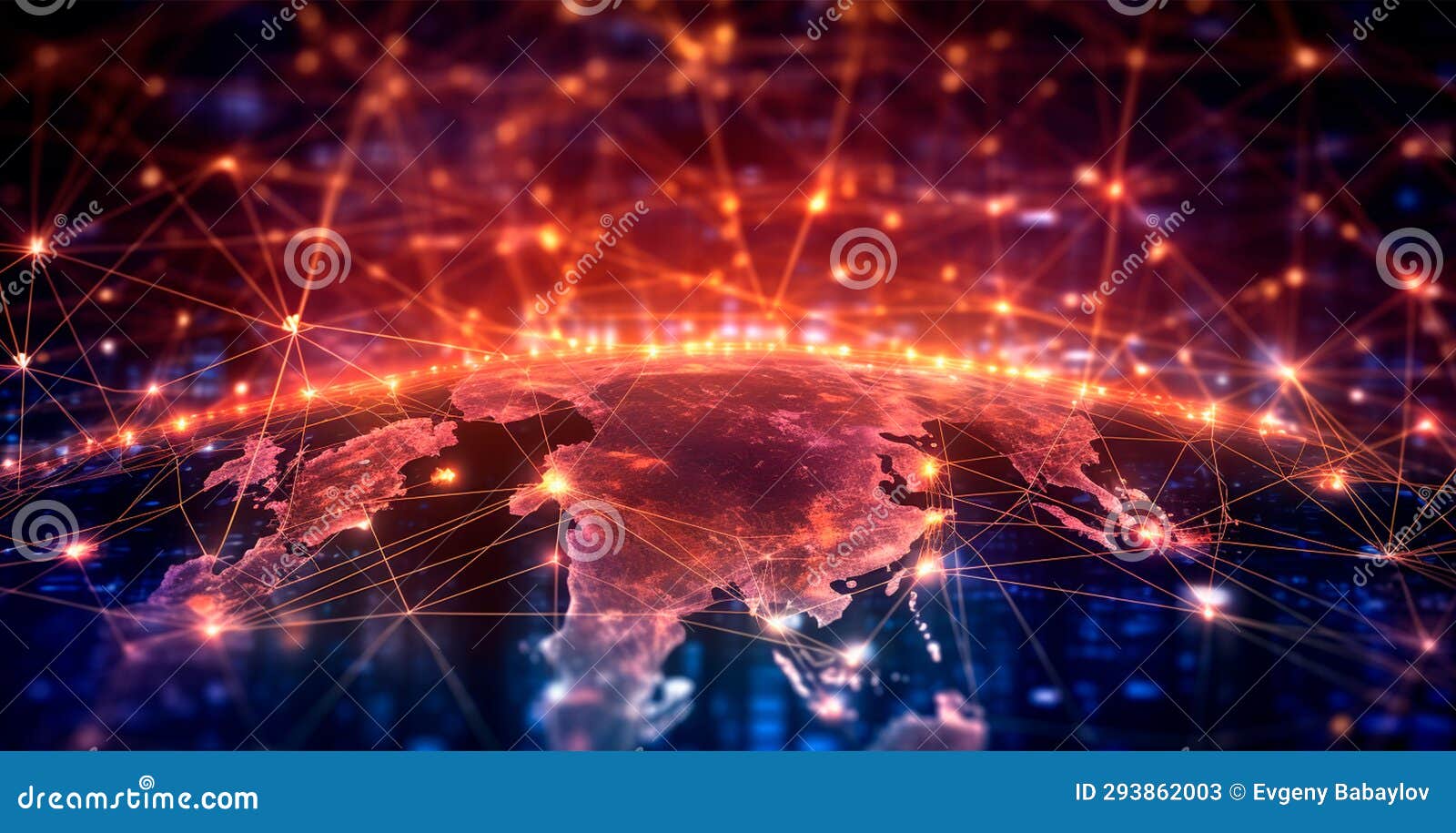 Global Network Concept. Digital Point of the World Map. Global Network ...