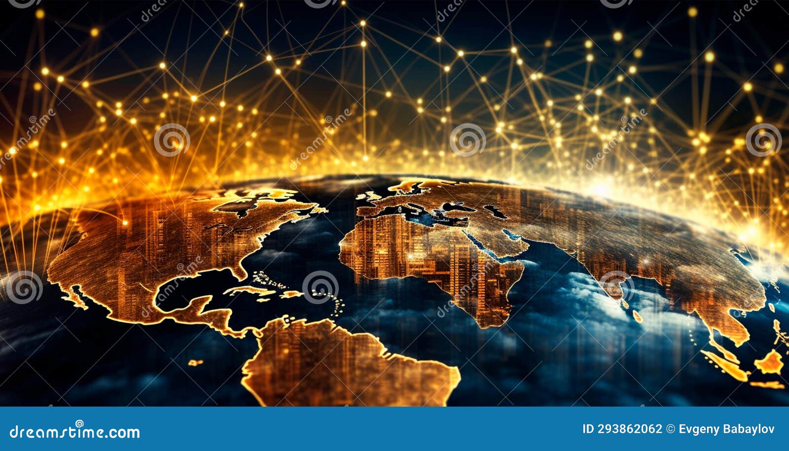 Global Network Concept. Digital Point of the World Map. Global Network ...