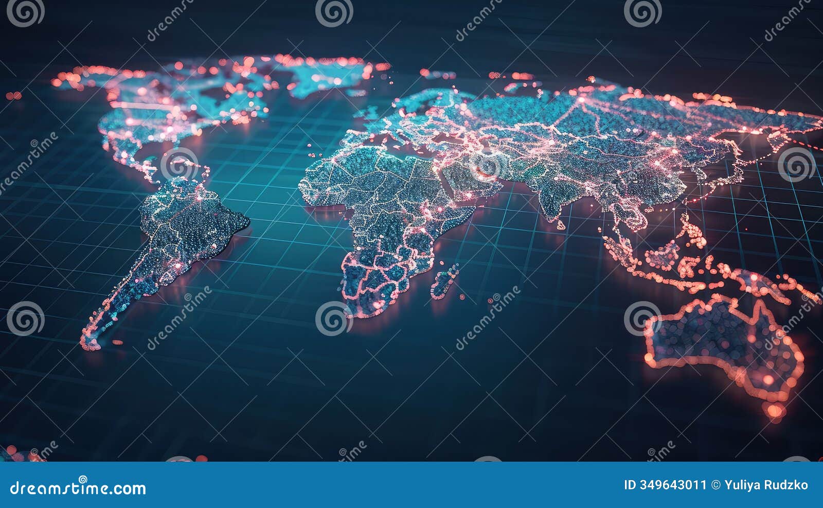 Global Network Concept: a Digital World Map Illustrating Technological ...