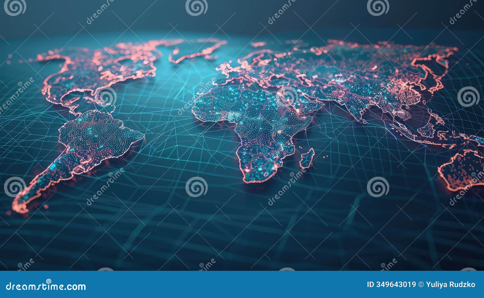 Global Network Concept: a Digital World Map Illustrating Technological ...