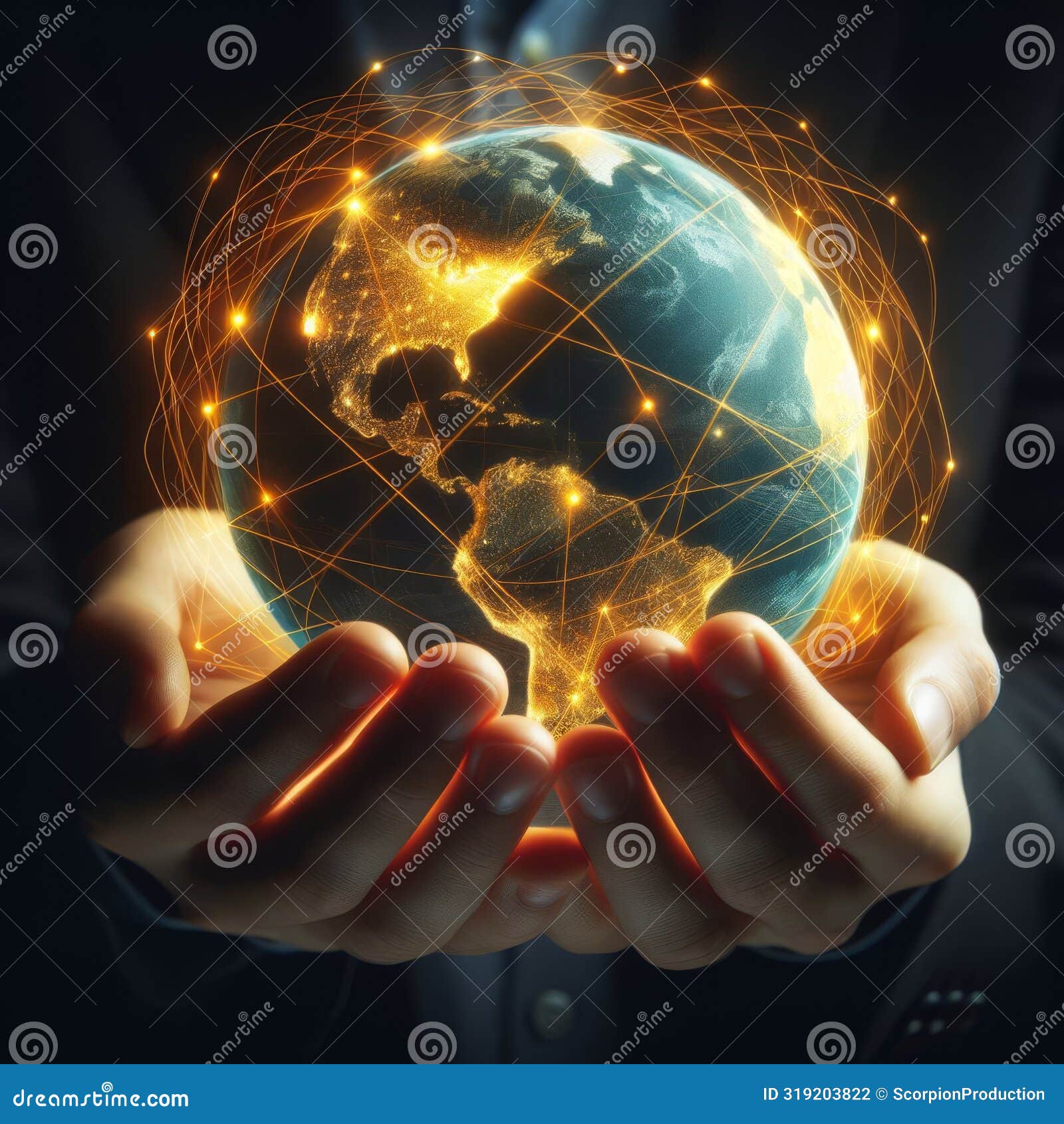 Global Network Concept in Hands Stock Photo - Image of international ...