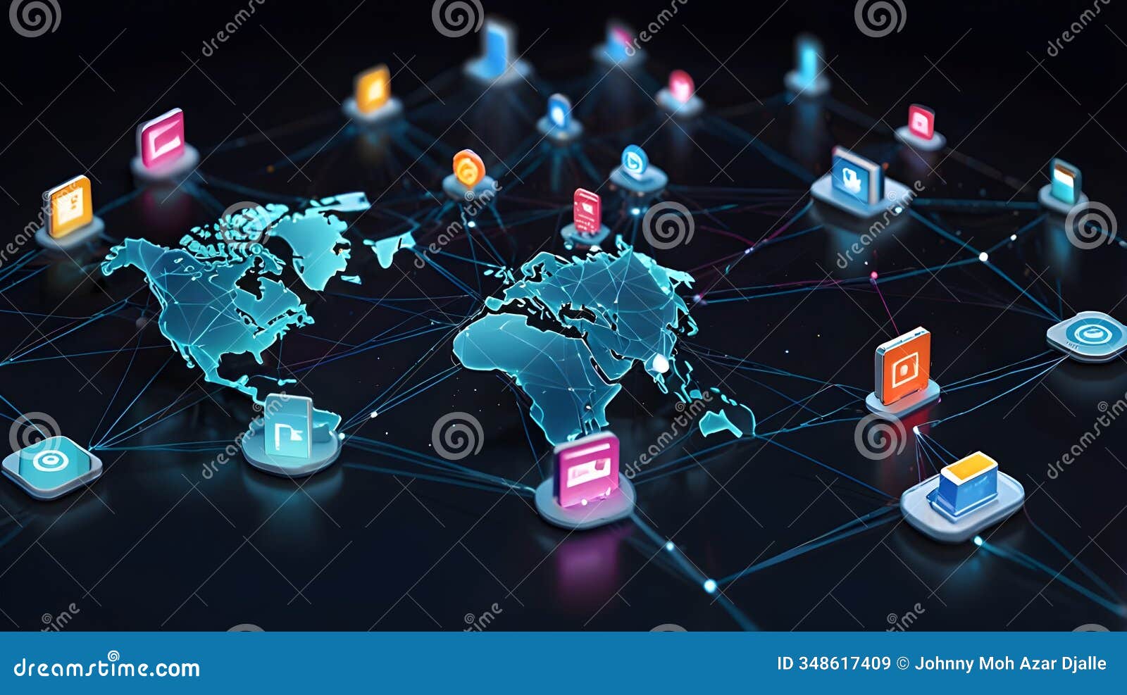 A Global Network of Connected Devices Stock Illustration - Illustration ...