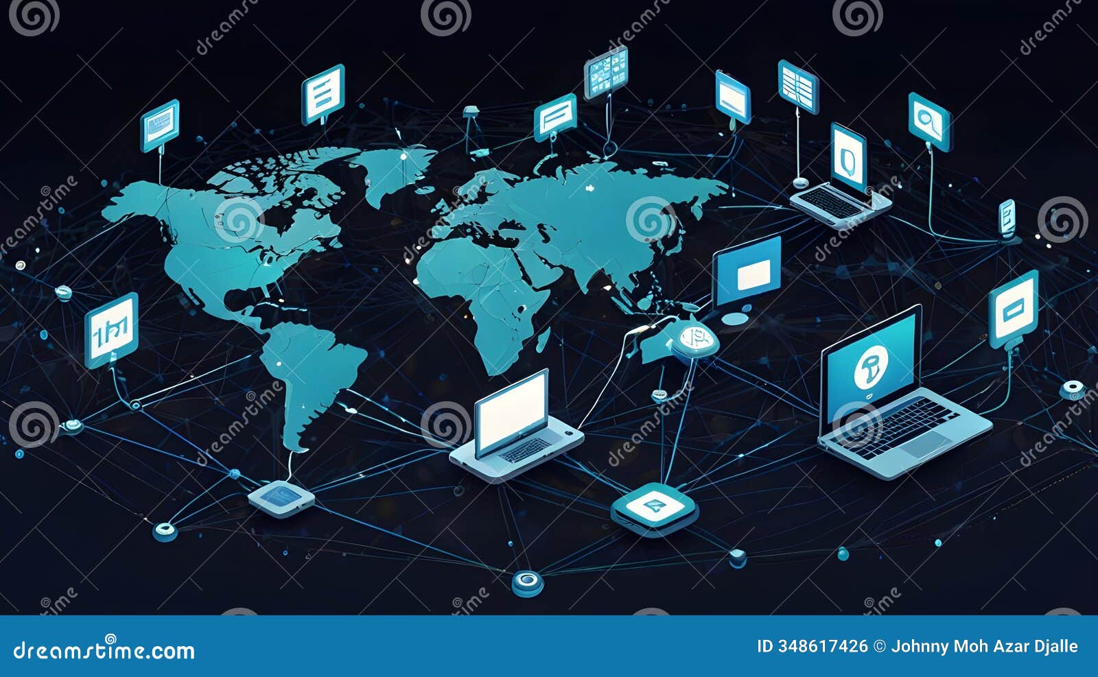 A Global Network of Connected Devices Stock Illustration - Illustration ...