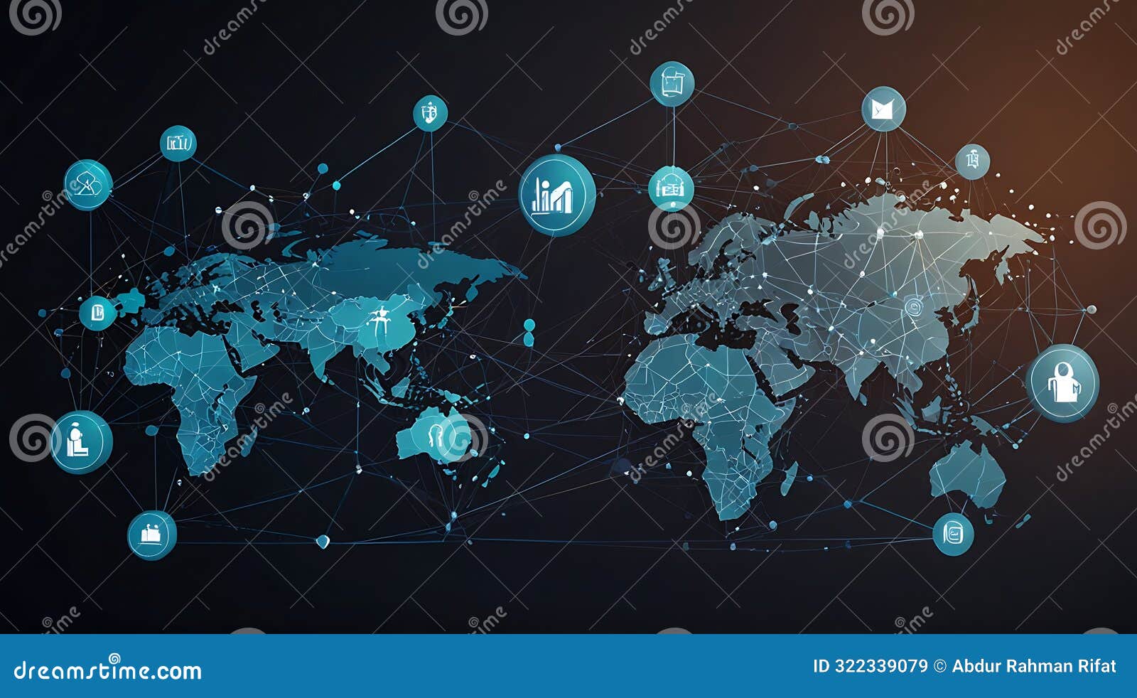 Global Network of Connected Icons Representing Industries Stock Image ...
