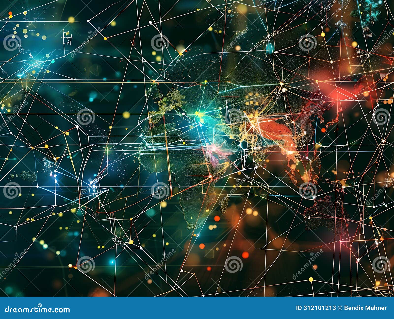 Global Network Connection Abstract Background with Technology Elements ...