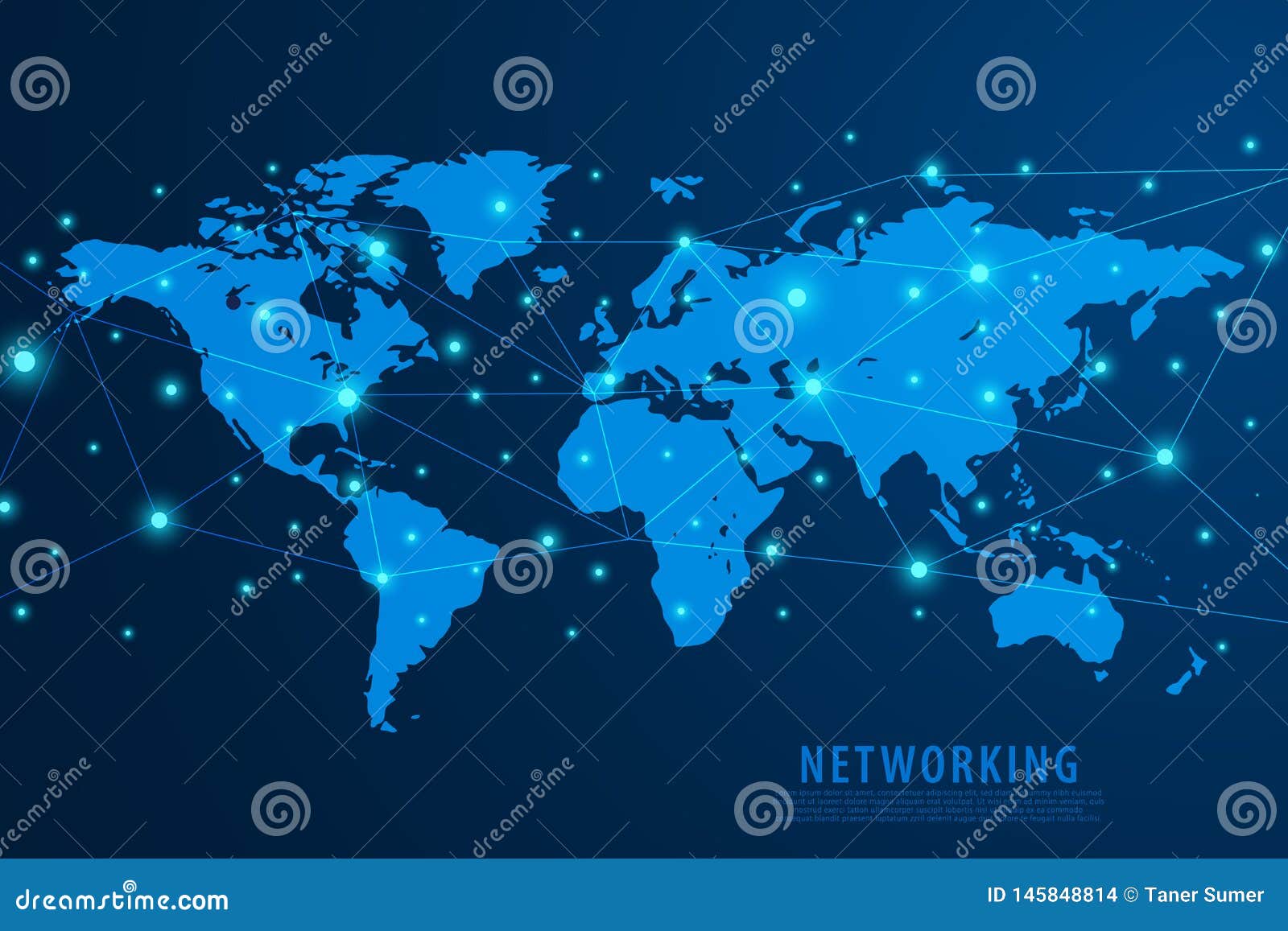 Global Network Connection Background, Blue World Map, Vector Stock ...