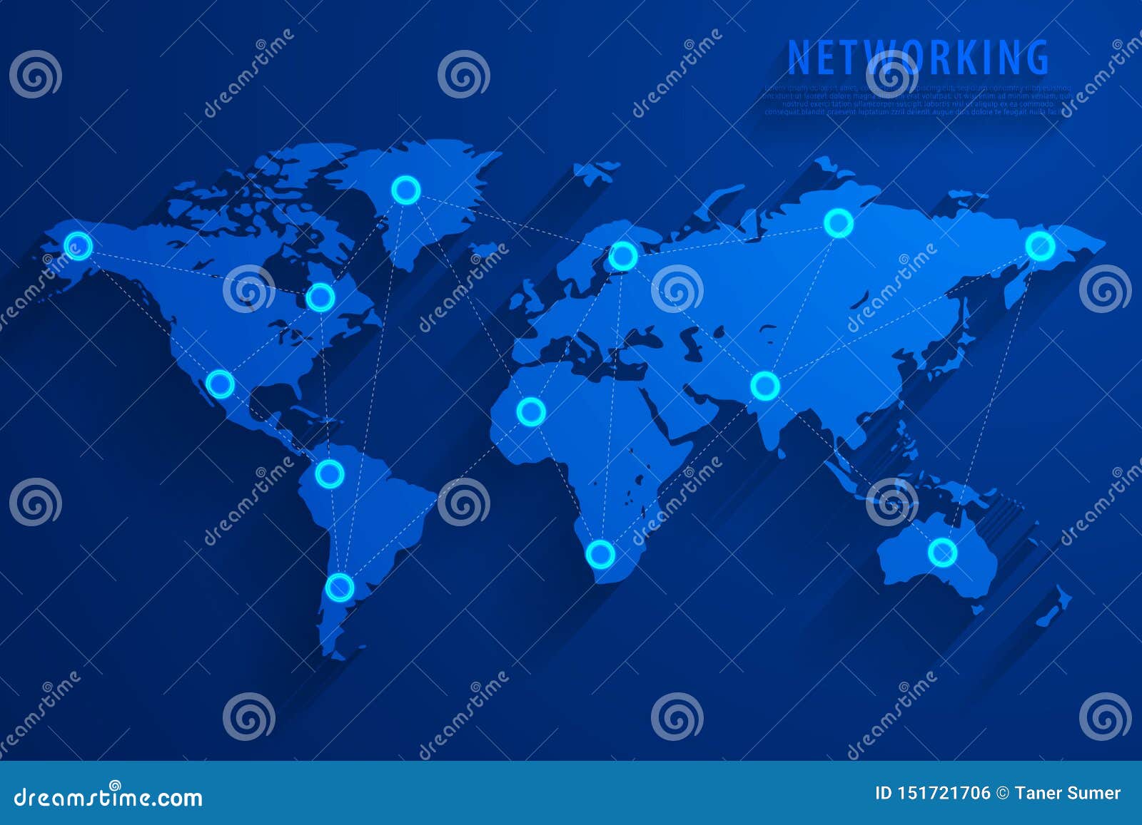 Global Network Connection Background, Blue World Map, Vector Stock ...