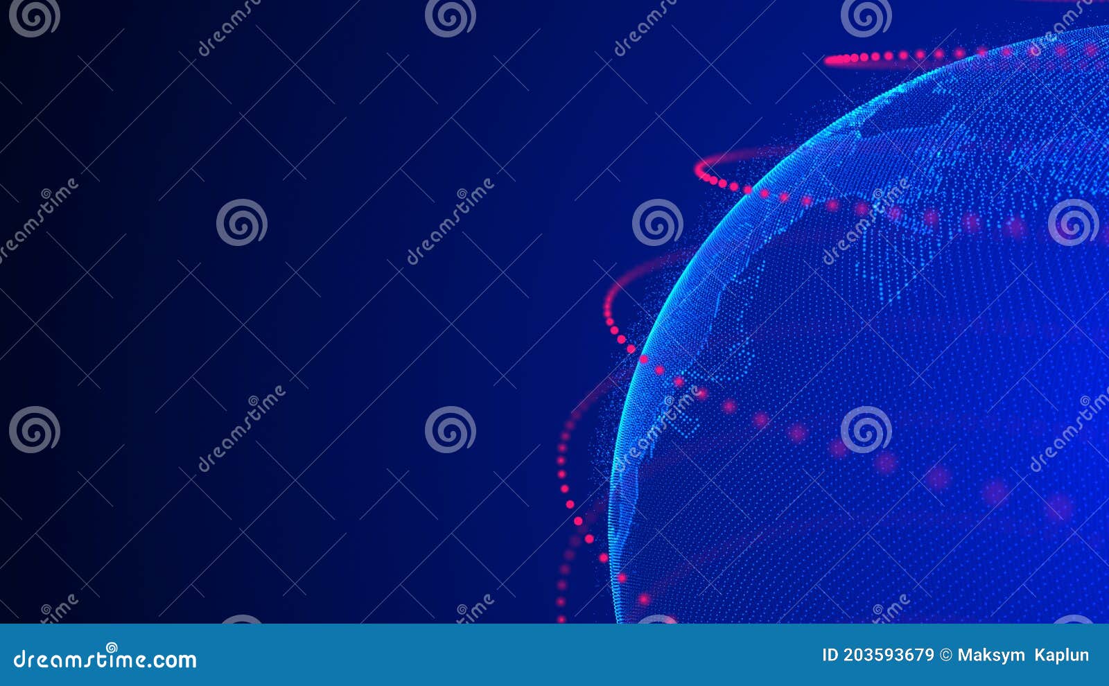 Global Network Connection. Blue Futuristic World Map. Concept of Planet ...