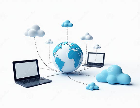 Global Network Connection Cloud Computing and Worldwide Connectivity ...
