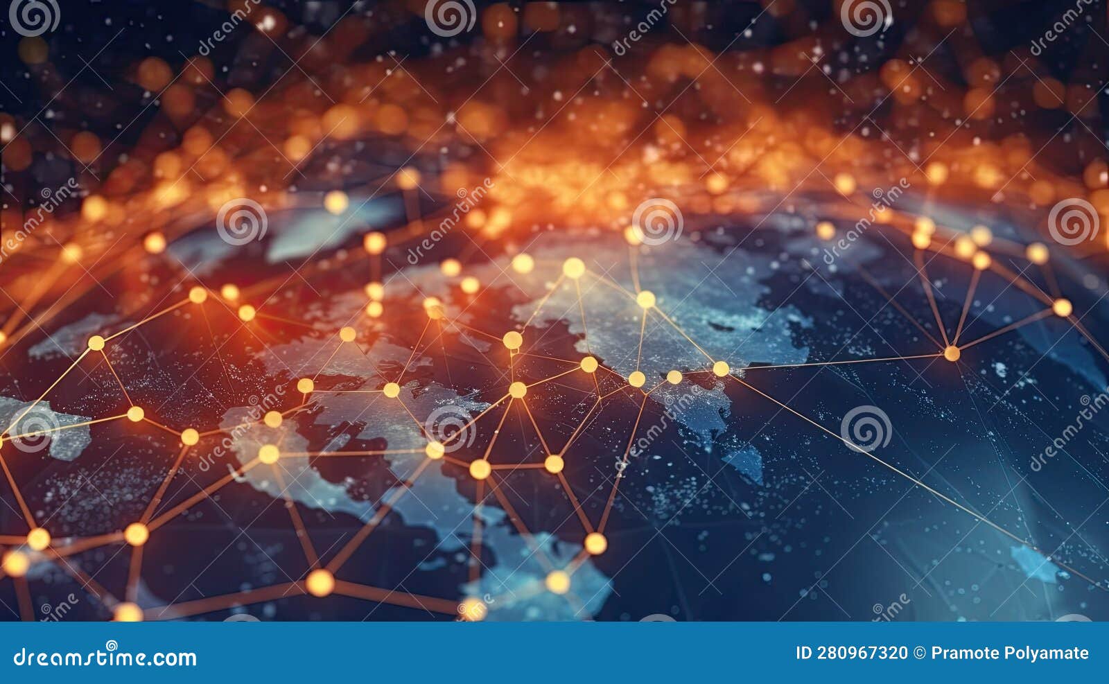 Global Network Connection Concept. Abstract Technology Background with ...