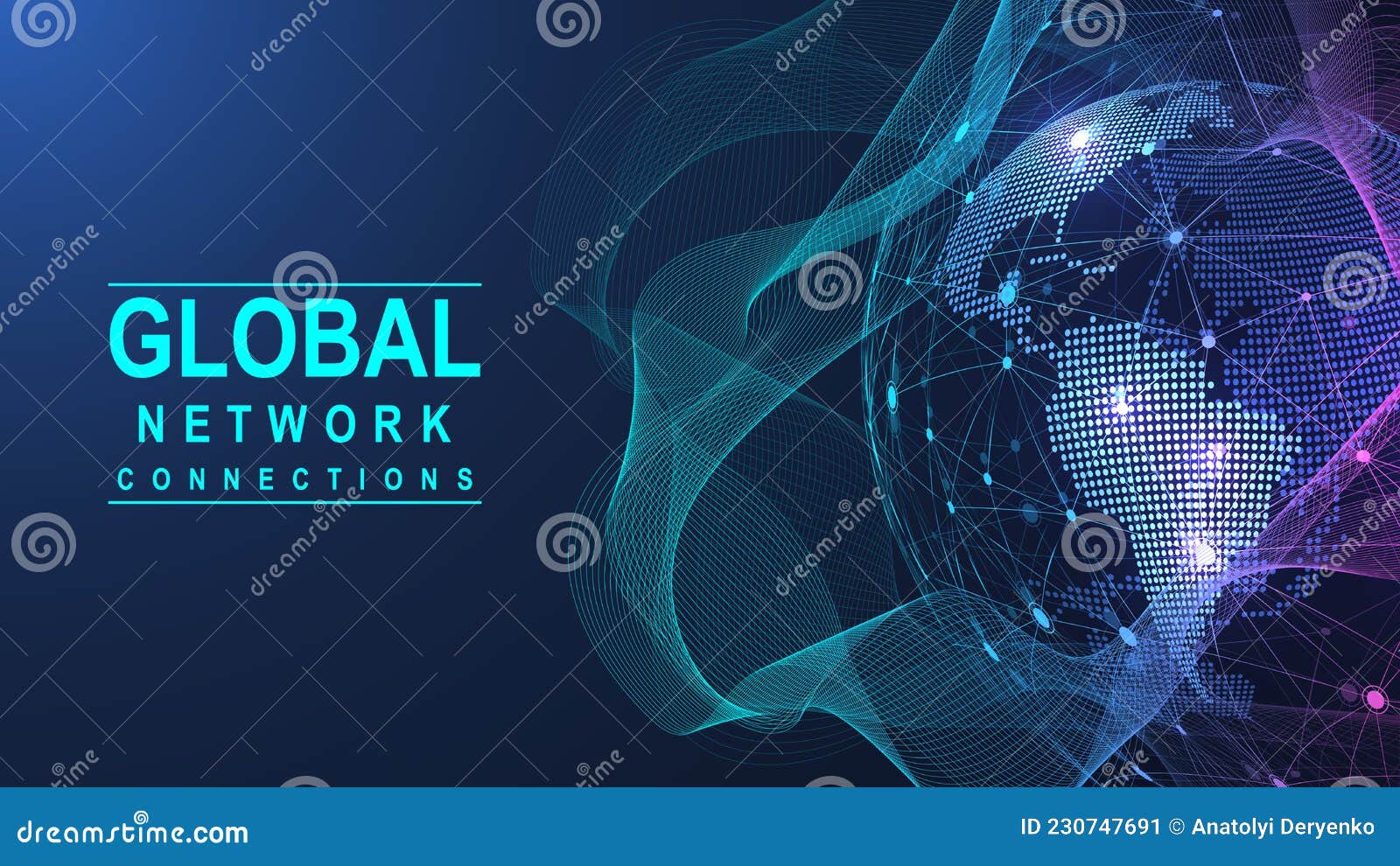 Global Network Connection Concept. Big Data Visualization Stock Vector ...