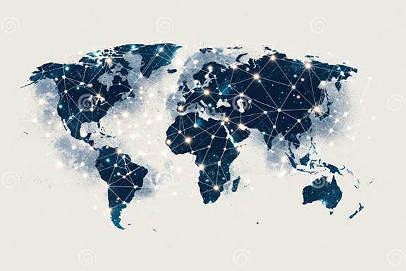 Global Network Connection Concept with World Map Stock Illustration ...