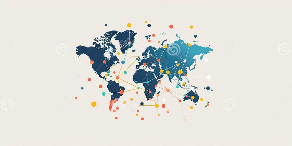 Global Network Connection Concept with World Map Stock Illustration ...