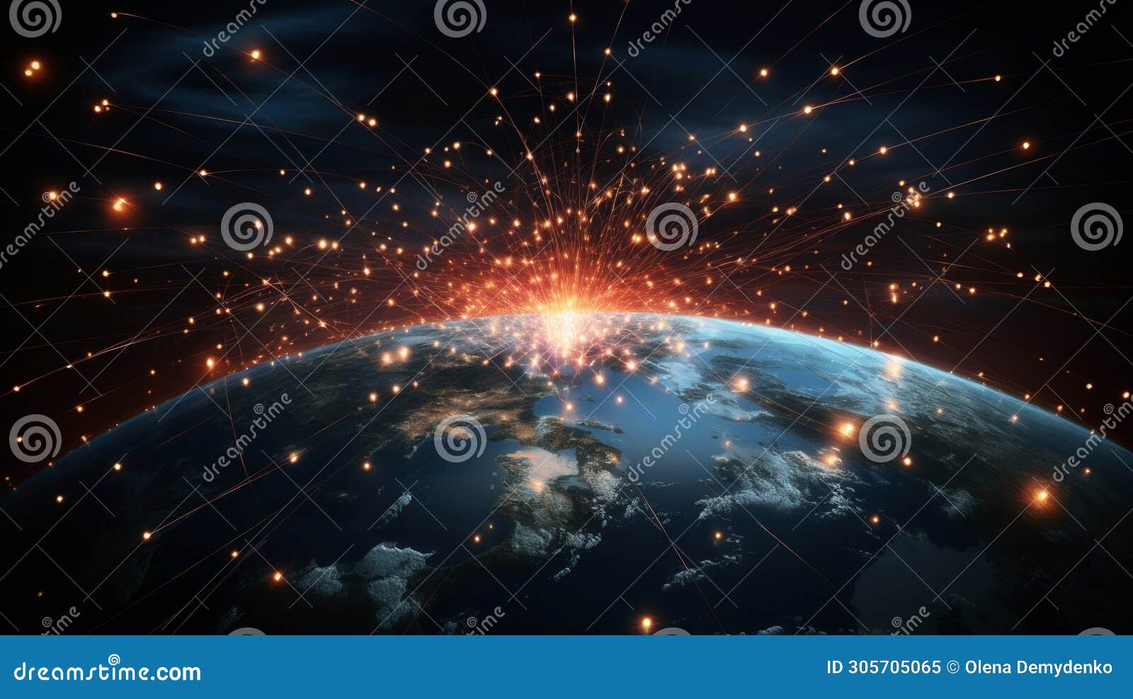 Global Network Connection Covering the Earth. Internet Concept for ...