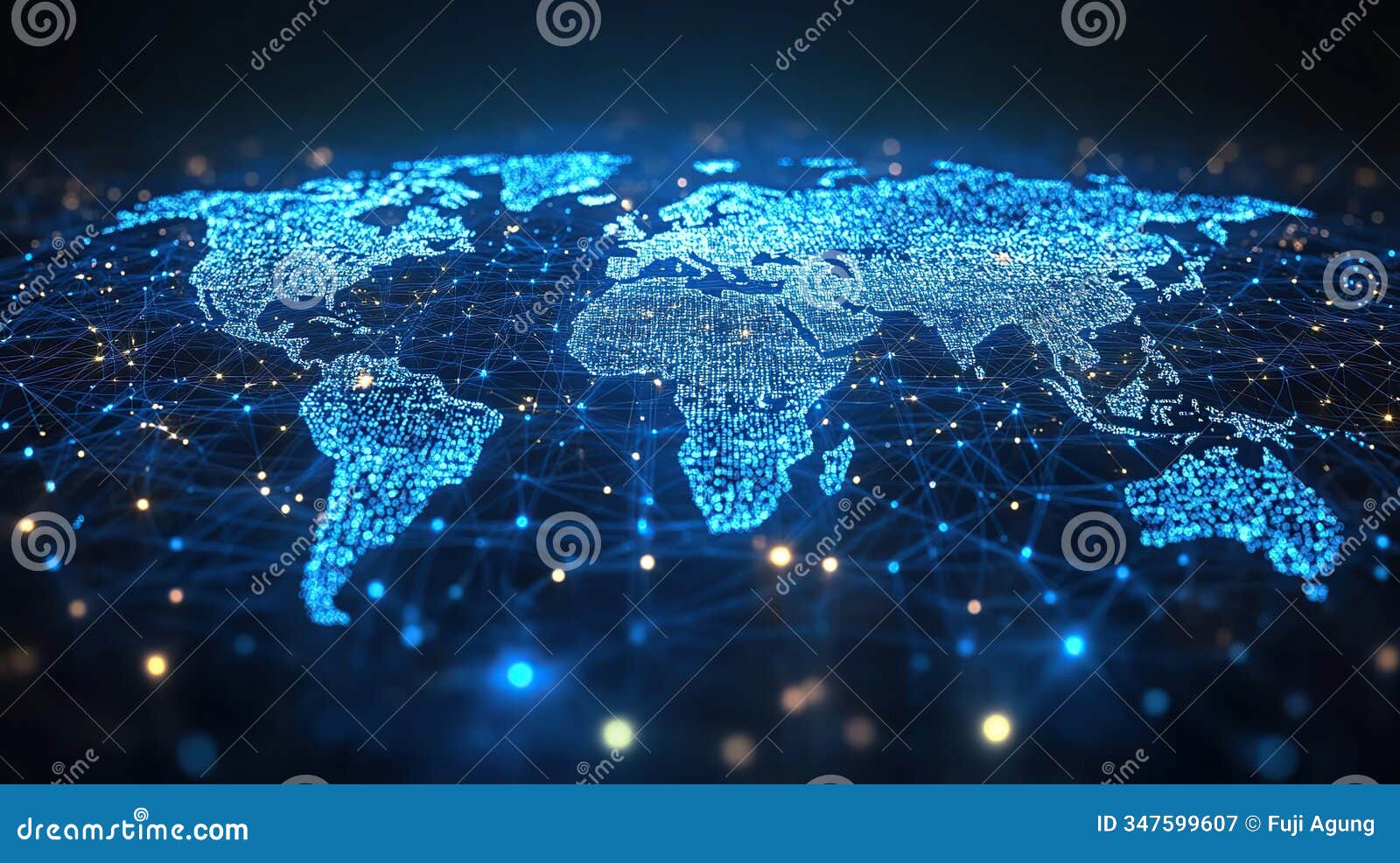 Global Network Connection, Digital World Map Stock Illustration ...
