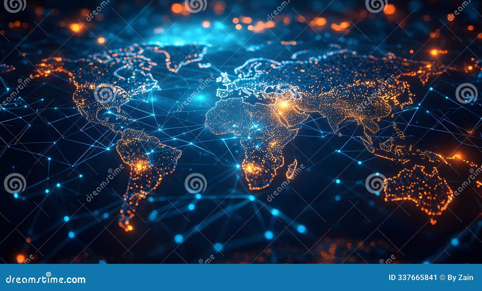 Global Network Connection with Digital World Map, Technology ...