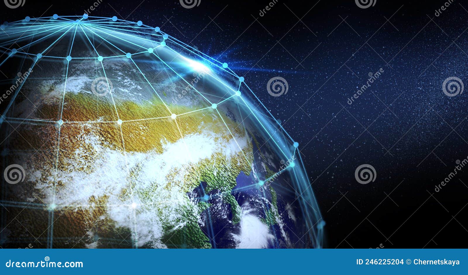 Global Network Connection. Earth in Open Space and Digital Web ...