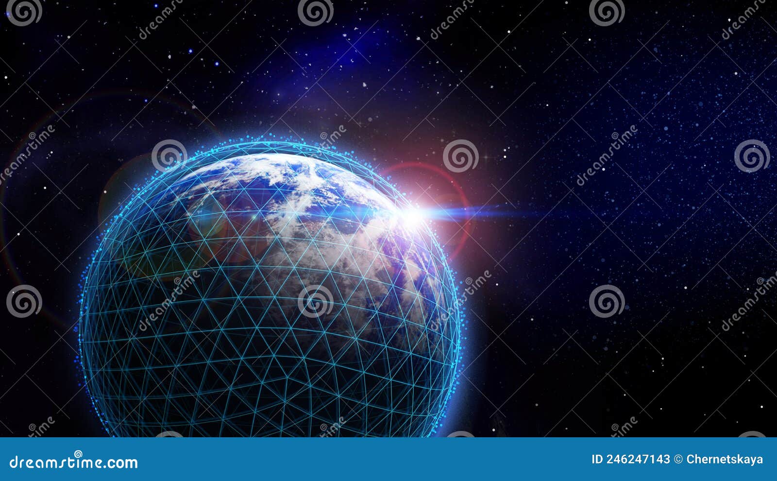 Global Network Connection. Earth in Open Space and Digital Web ...