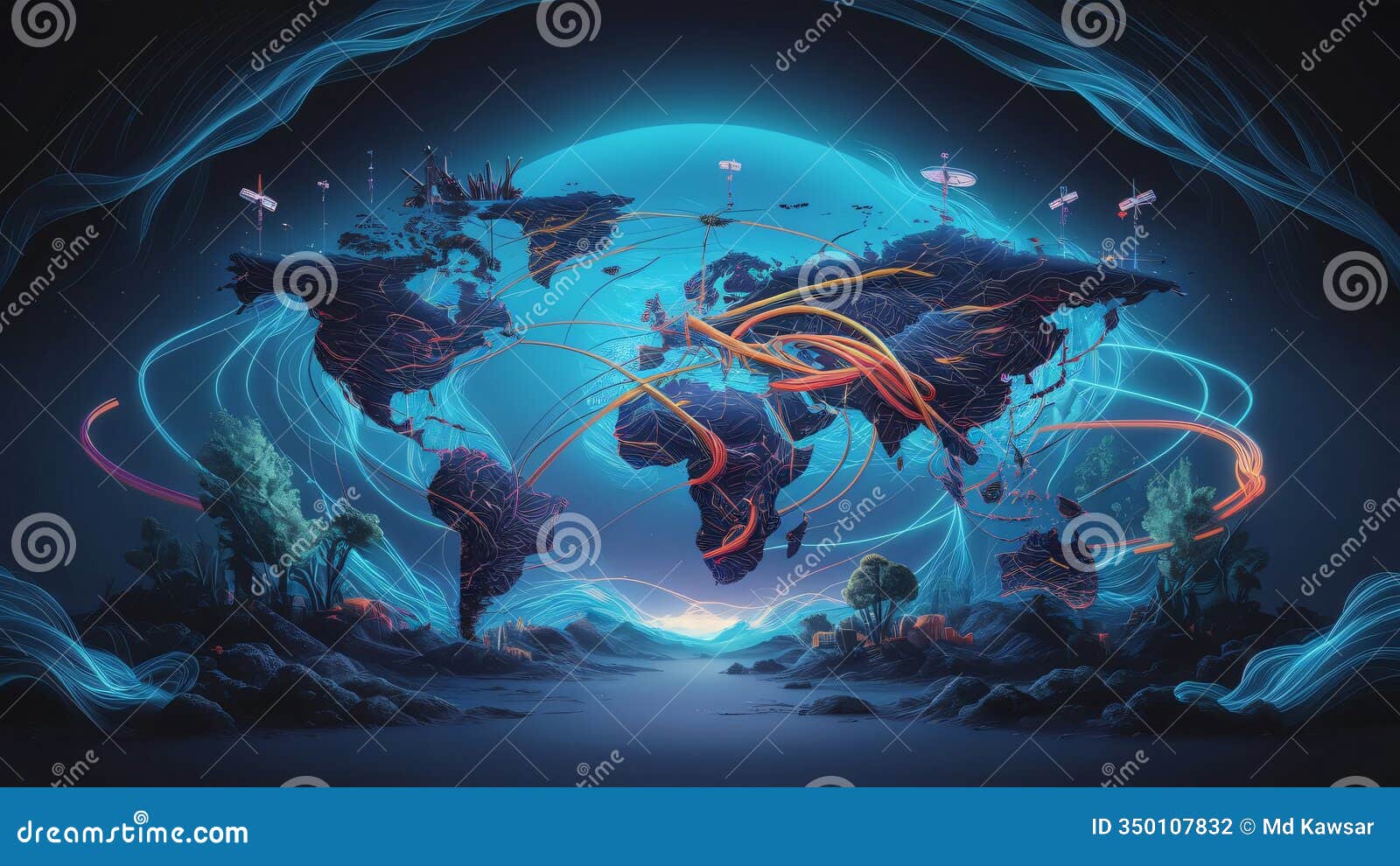 Global Network Connection, Futuristic World Map High Quality Image ...
