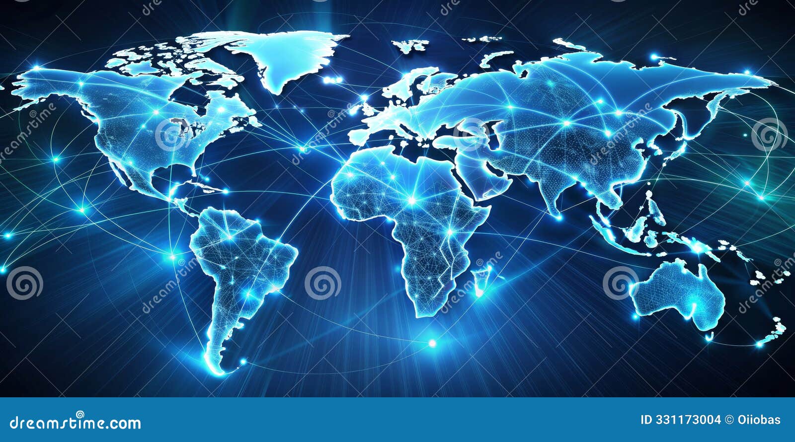 Global Network Connection with Glowing Lines and Light Spots - World ...