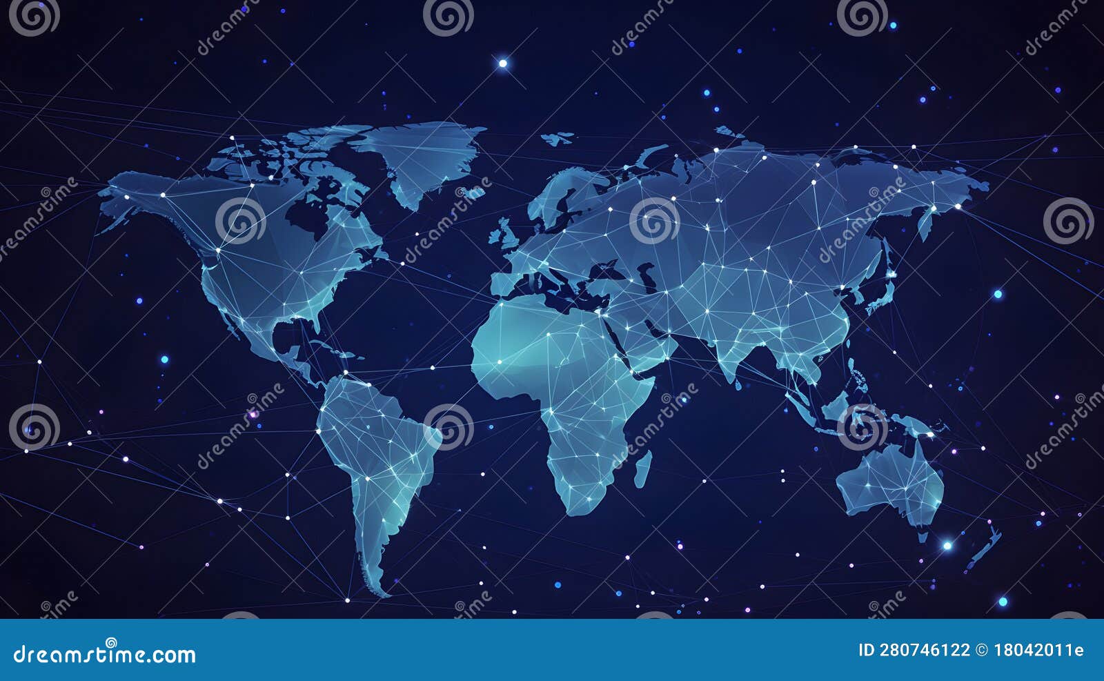 Global Network Connection Illustration. World Map Point and Line ...