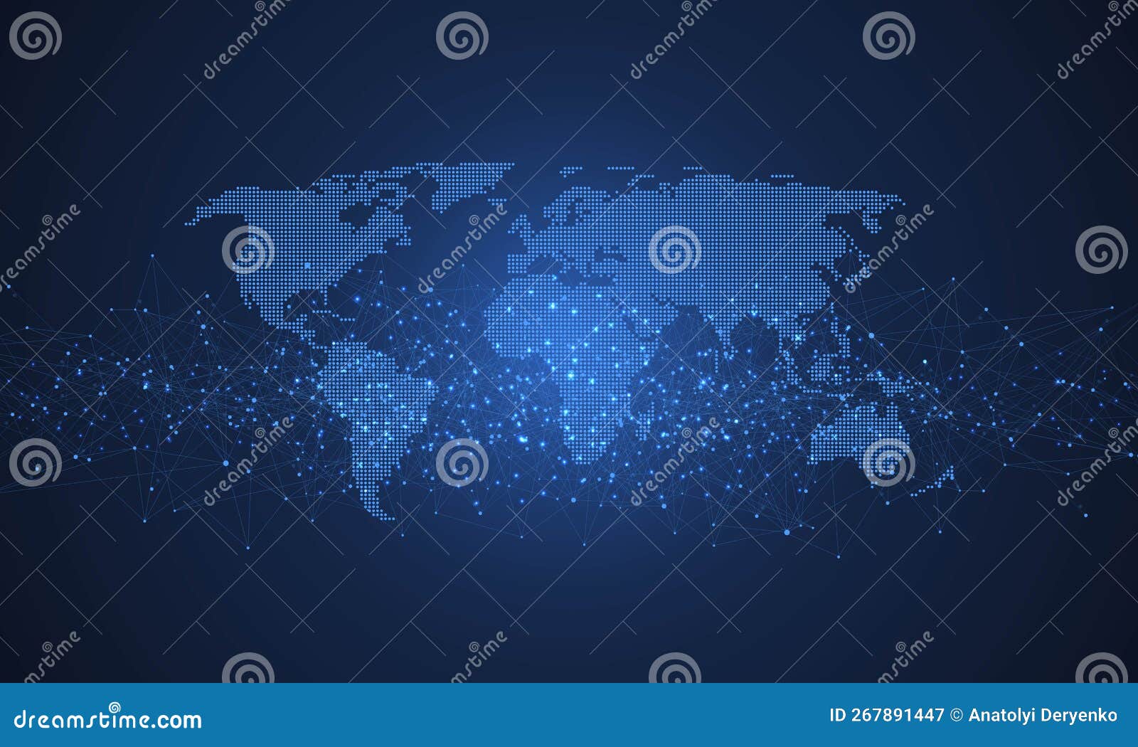 Global Network Connection Illustration. World Map Point and Line ...