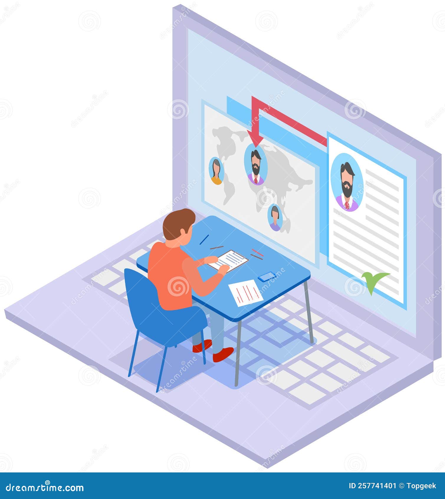 Global Network Connection. Internet Communication. Man Looking for ...