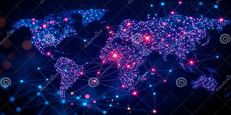 Global Network Connection Map Stock Illustration - Illustration of ...