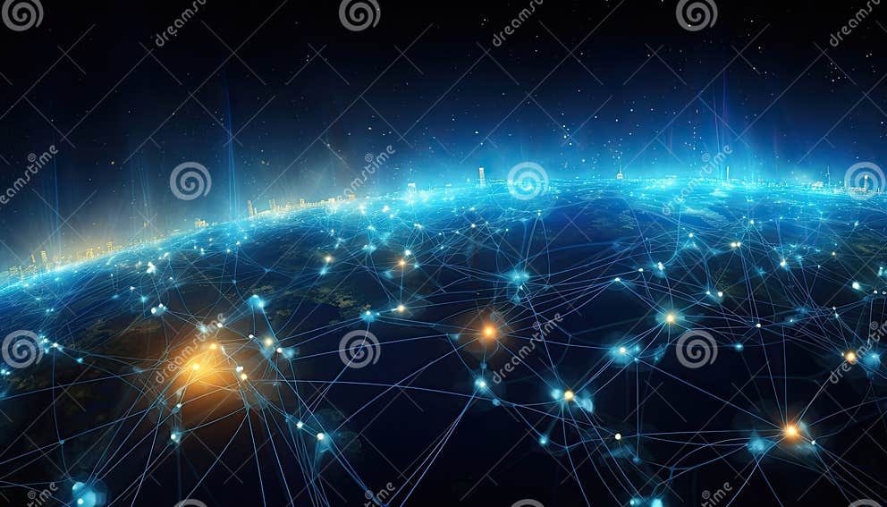 Global Network Connection Over Planet Earth Stock Illustration ...