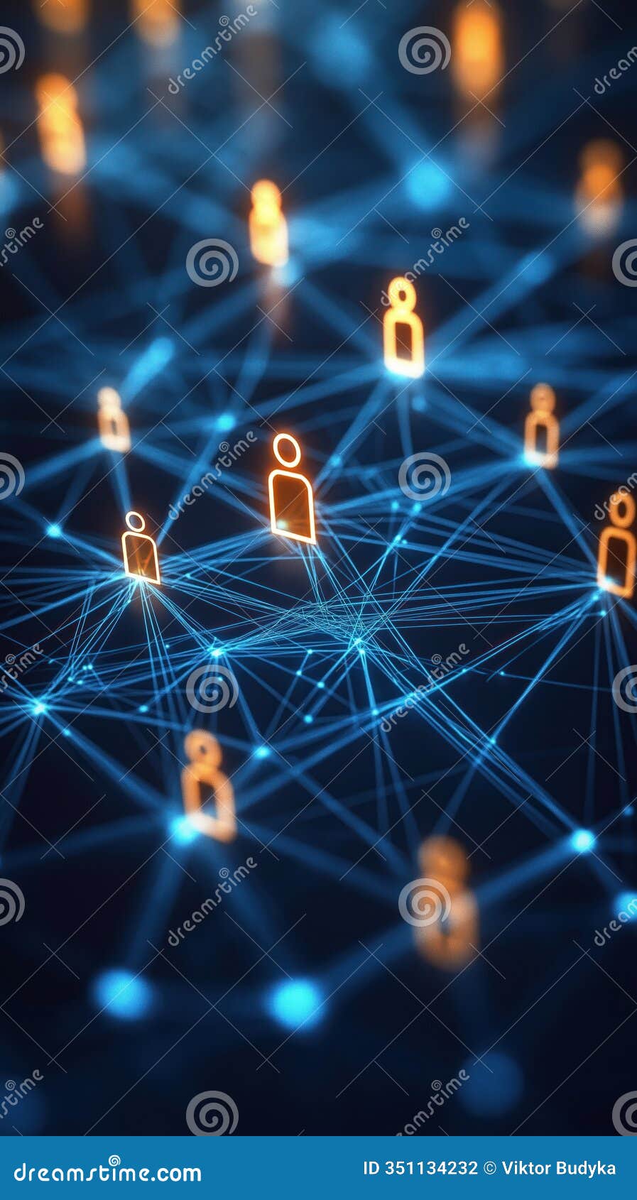 Global Network Connection. People Icons Linked by Lines. Modern Tech ...