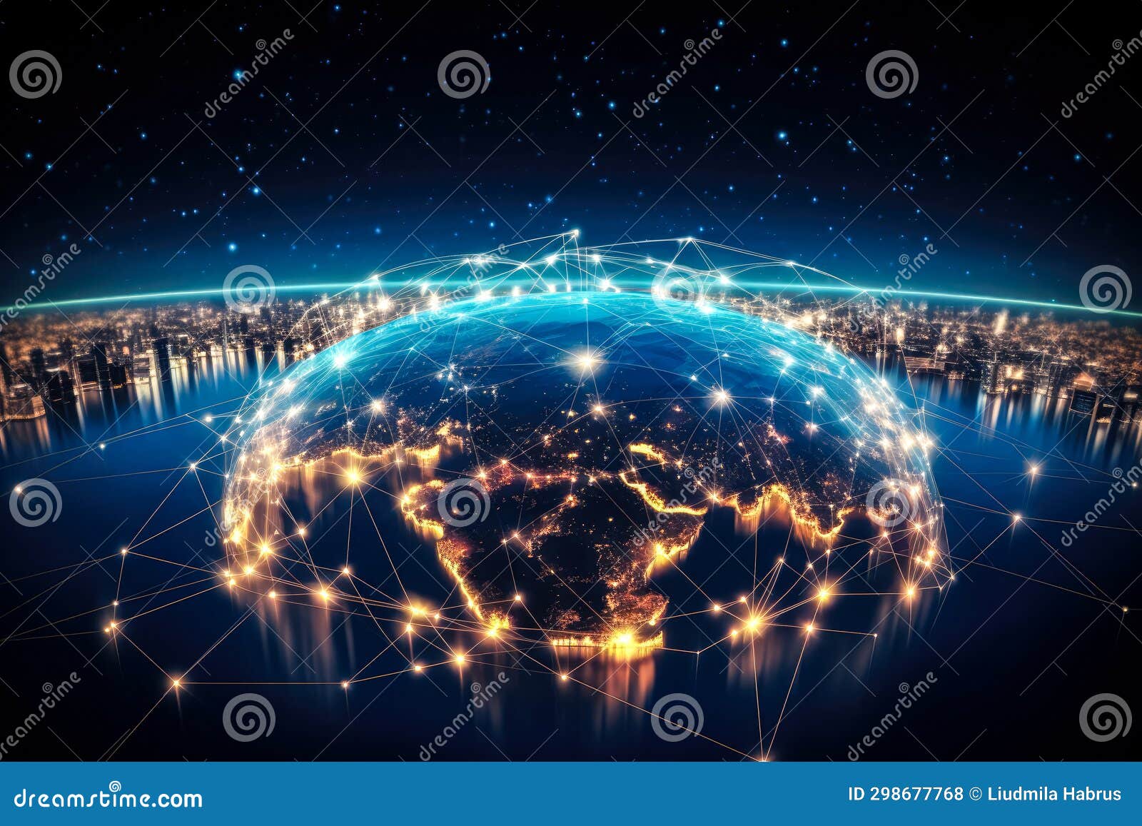 Global Network Connection on Planet Earth Stock Photo - Image of blue ...